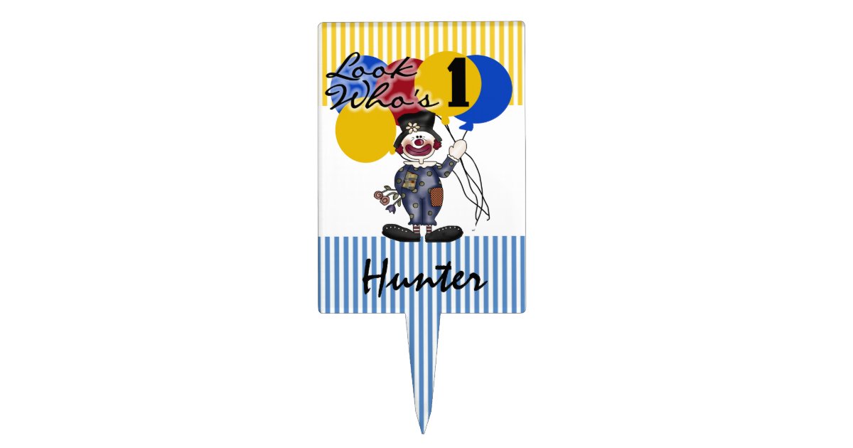 Customized Clown First Birthday Cake Topper | Zazzle
