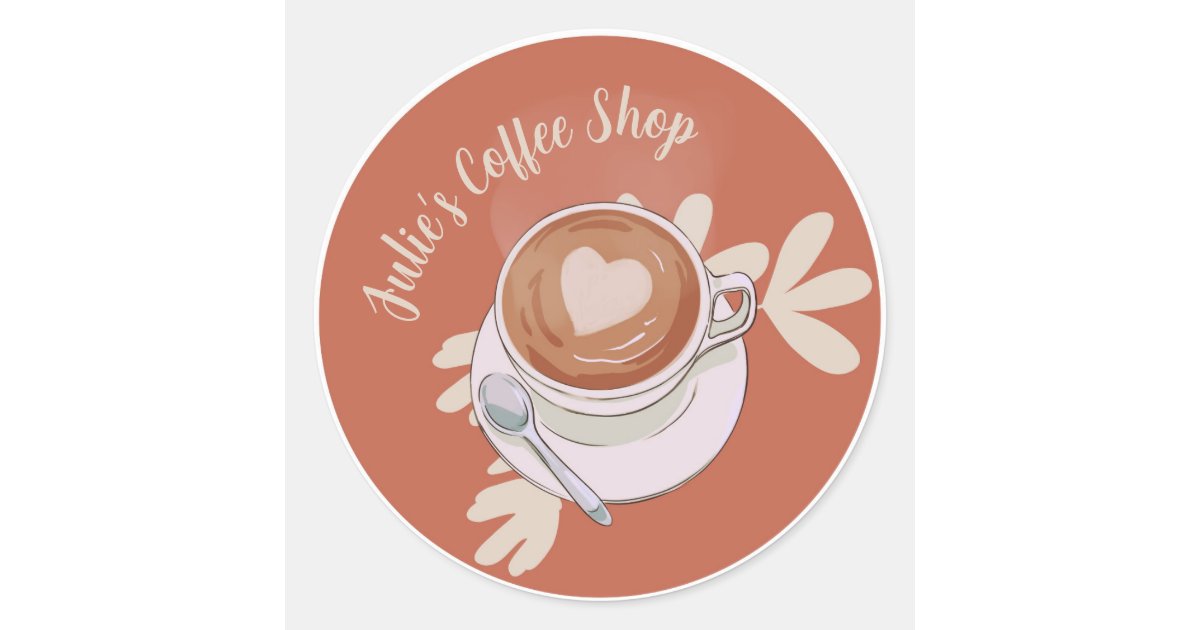 Customized Coffee Shop Sticker | Zazzle