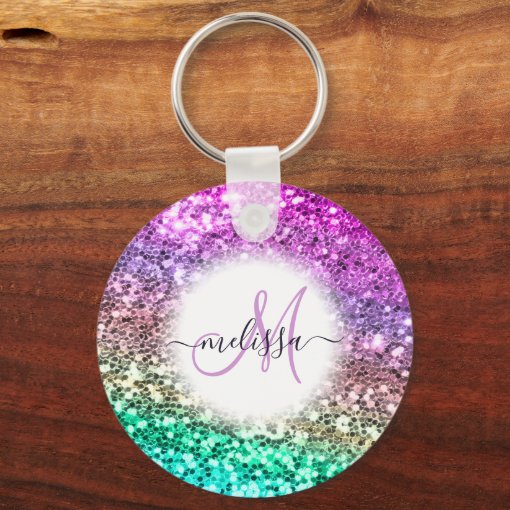Customized Colorful Glitter Mermaid Monogram Name Keychain | Zazzle Customized Colorful Glitter Mermaid Monogram Name Keychain | Zazzle
