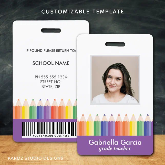 Customized Colorful School Teacher Code ID badge | Zazzle