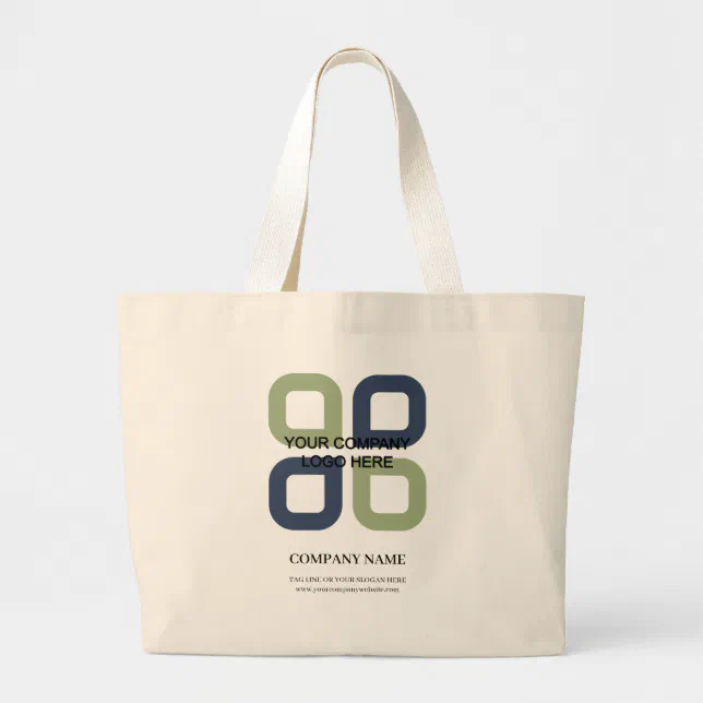 Customized Company Logo With Business Slogan Large Tote Bag | Zazzle