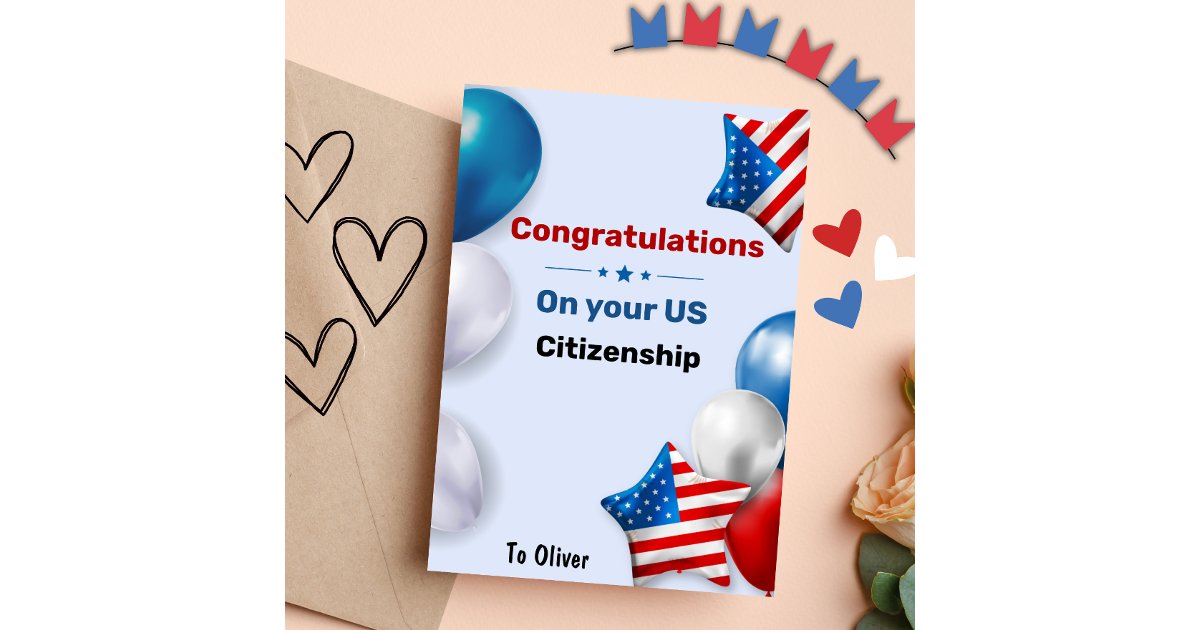 Customized Congratulations On Your US Citizenship Card | Zazzle