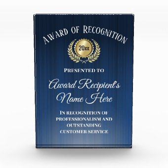 Customized Corporate Award Modern Blue Trophy | Zazzle