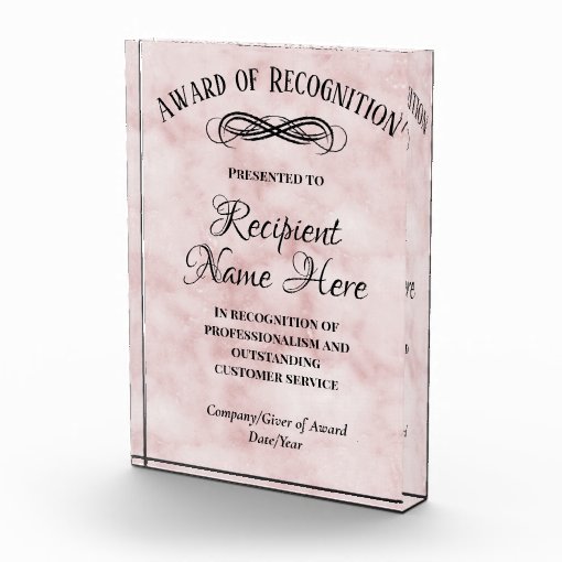 Customized Corporate Award Pink Acrylic Trophy | Zazzle