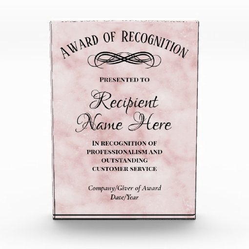 Customized Corporate Award Pink Acrylic Trophy | Zazzle