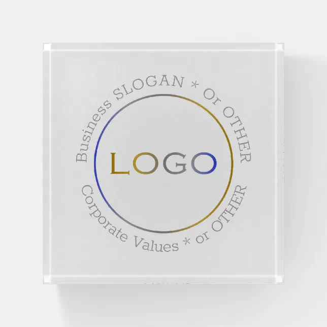 Customized Corporate Business Round Logo Silver Paperweight | Zazzle