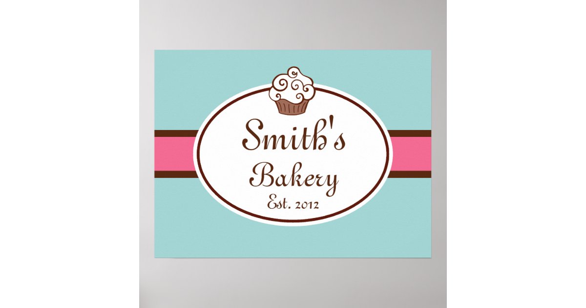 Customized Cupcake Bakery Sign Art Print | Zazzle