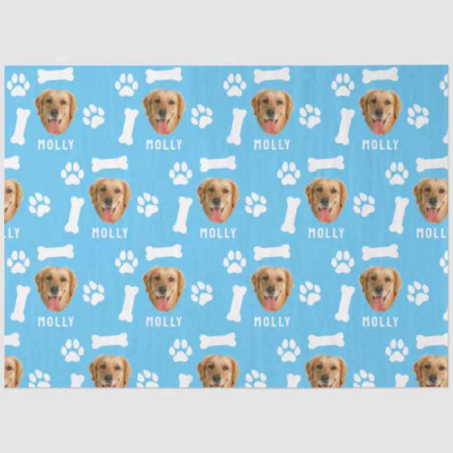 Customized Dog Pet Photo & Name Blue Tissue Paper | Zazzle