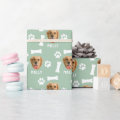 Customized Dog Pet Photo & Name Sage Green Wrapping Paper | Zazzle