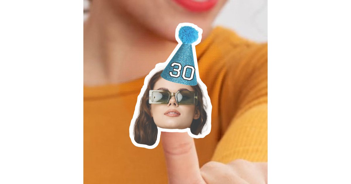 Customized Face Photo Age Party Hat Birthday Sticker | Zazzle