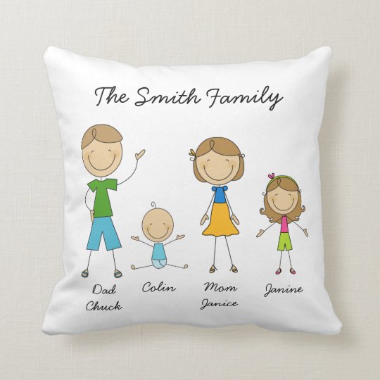 Customized Family Stick Figure Pillow | Zazzle.com