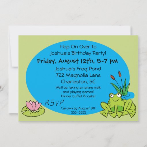 Customized Frog Pond Birthday Invitation | Zazzle