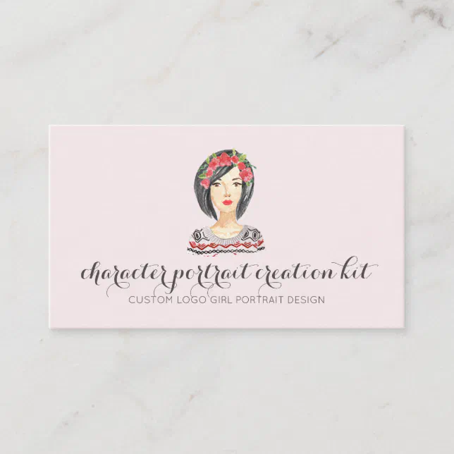 Customized girl portrait character printed business card | Zazzle