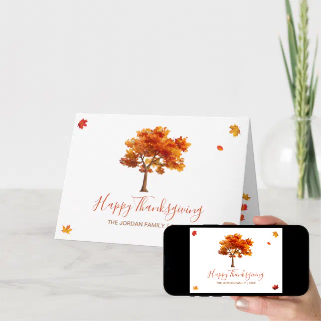 Customized Happy Thanksgiving Autumn trees Card | Zazzle