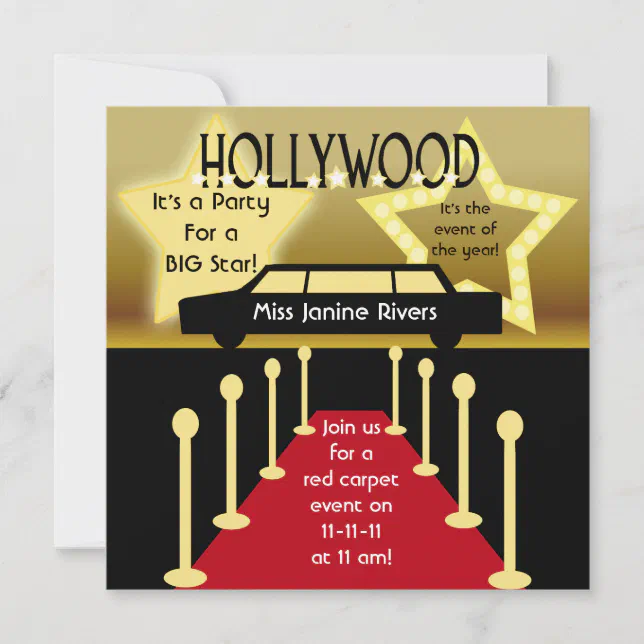 Customized Hollywood Glamour Birthday Invitation | Zazzle