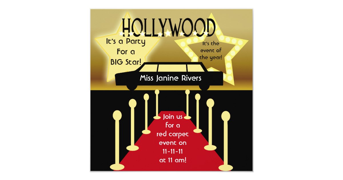 Customized Hollywood Glamour Birthday Invitation | Zazzle.com