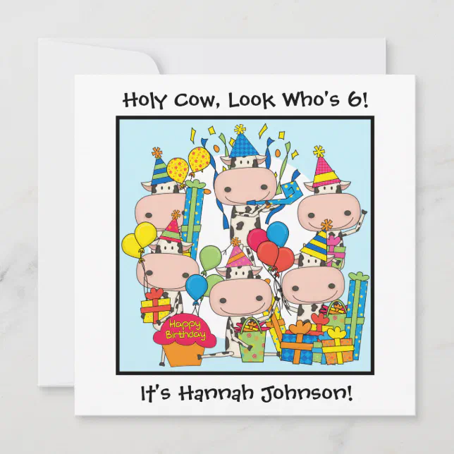 Customized Holy Cow Birthday Invitations | Zazzle