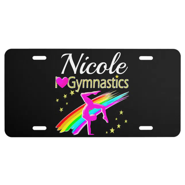 CUSTOMIZED I LOVE GYMNASTICS DESIGN LICENSE PLATE | Zazzle