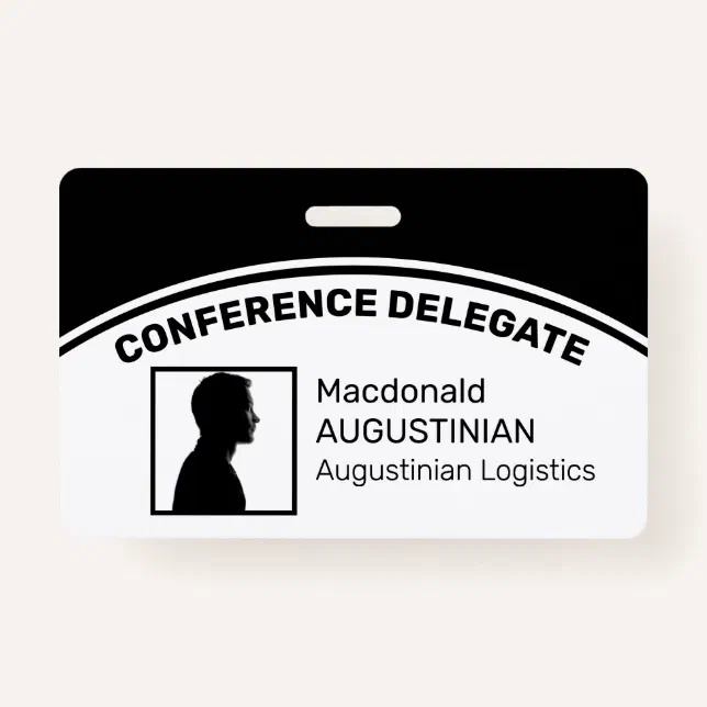 Customized Logo Photo ID Delegate BLACK Badge | Zazzle