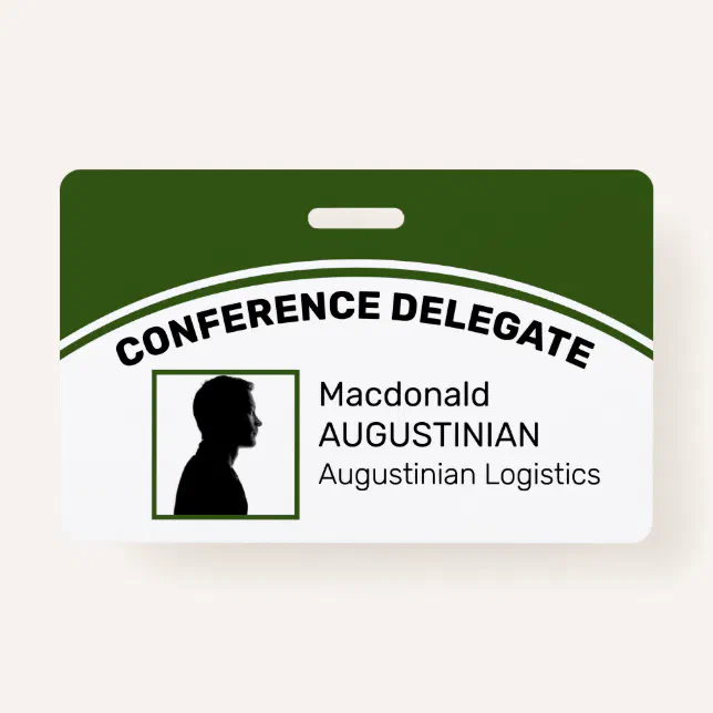 Customized Logo Photo ID Delegate GREEN Badge | Zazzle