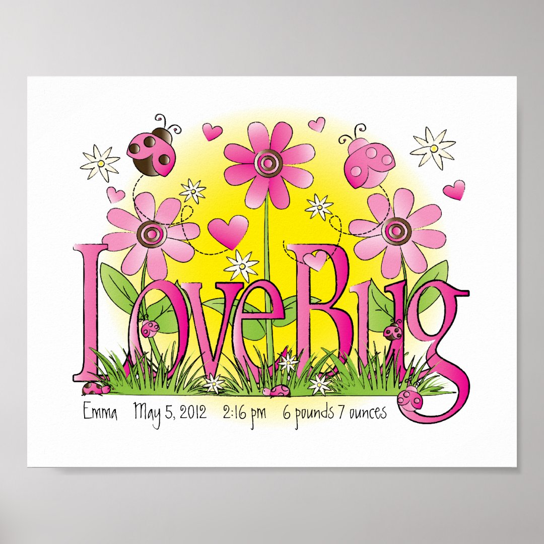 Customized Love Bug Lady Bug Girls Room Wall Art | Zazzle