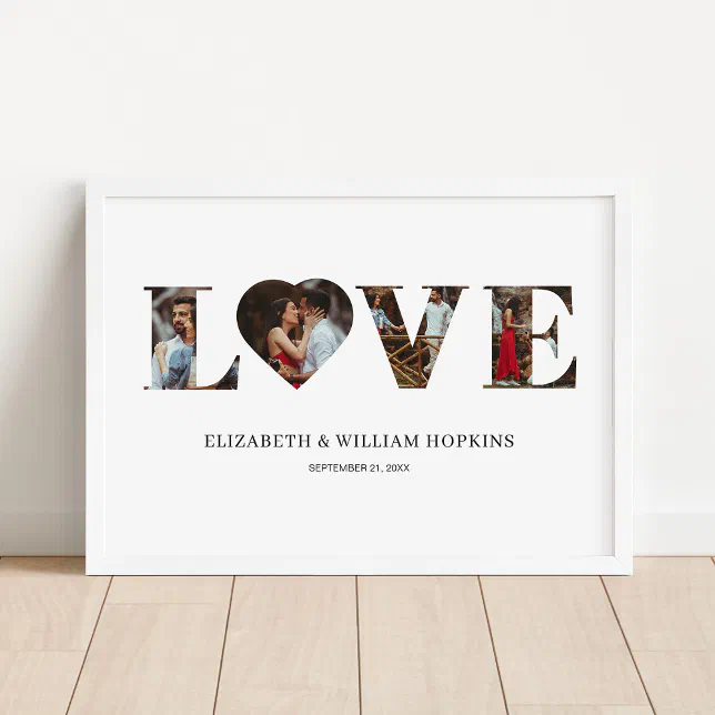 Customized Love Heart 4 Photo Print Poster | Zazzle