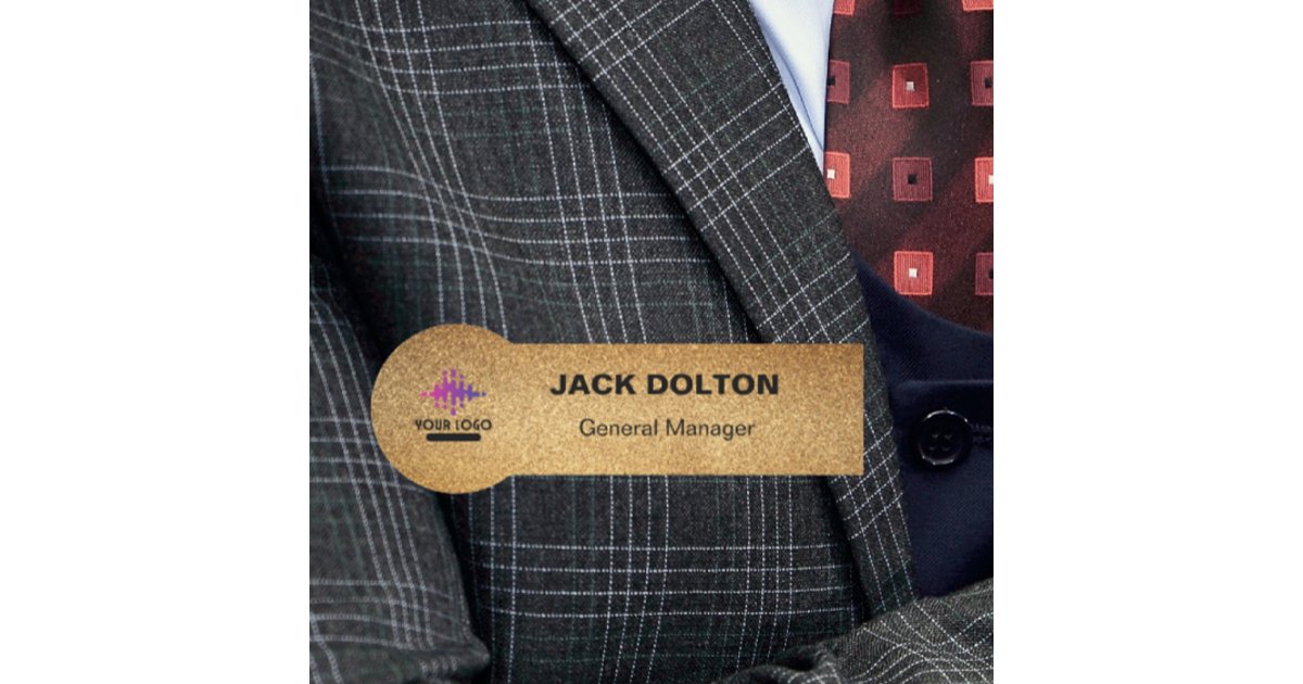 Customized Metallic Name Tag for Staff with Logo | Zazzle