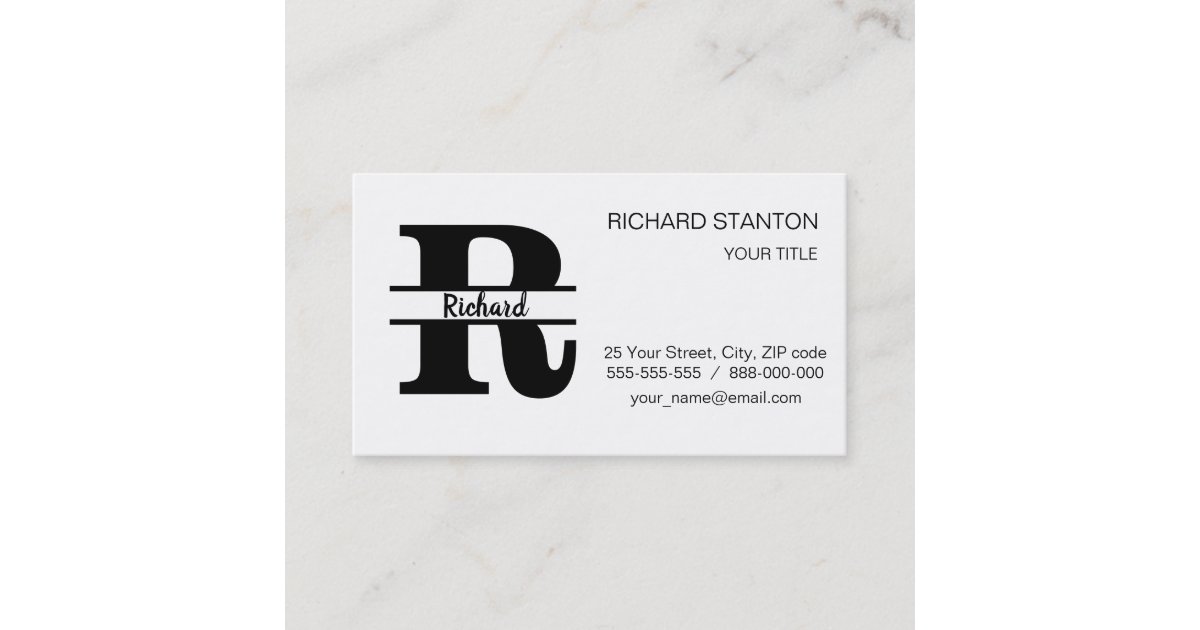 Customized monogram business card | Zazzle
