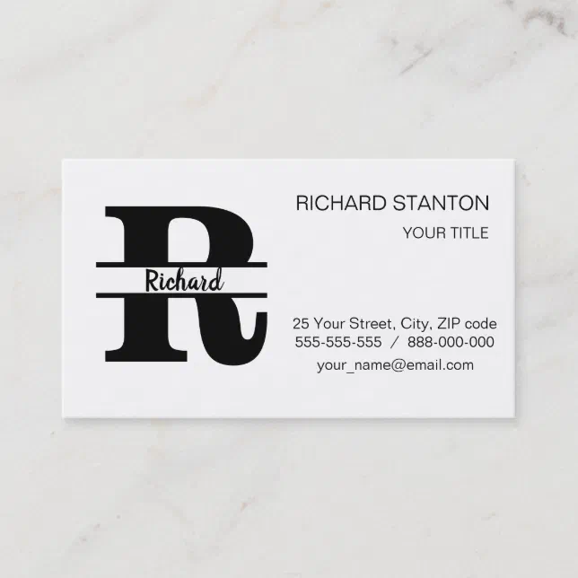Customized monogram business card | Zazzle