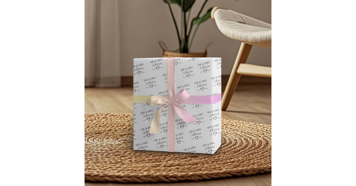 Customized Mr & Mrs Couples Anniversary Wrapping Paper | Zazzle