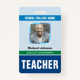 Customized Name and Photo | Teacher ID Card Badge | Zazzle