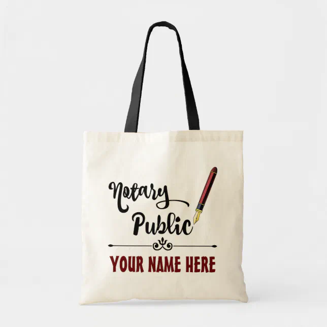 Customized Notary Public Burgundy Ink Pen Tote Bag | Zazzle