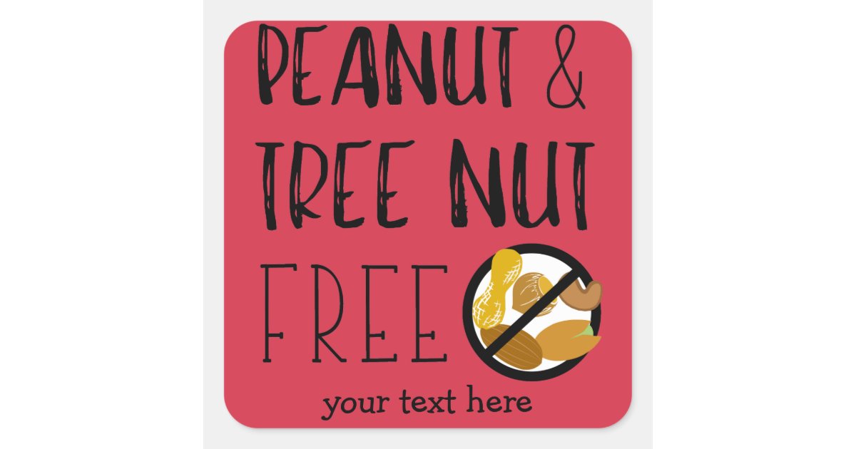 Customized Peanut and Tree Nut Free Red Stickers | Zazzle