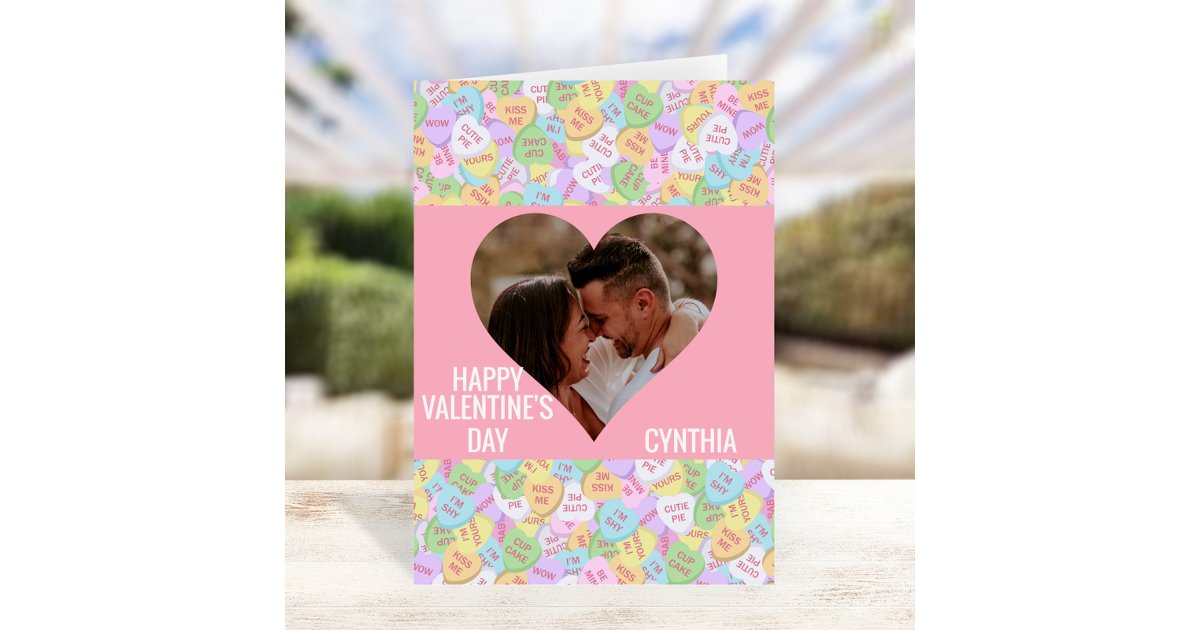 Customized Photo Conversation Valentine Hearts Card | Zazzle