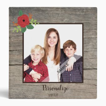 Customized Photo Rustic Wood 3 Ring Binder | Zazzle