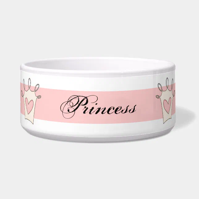 Customized Pink Princess Dog Bowl | Zazzle