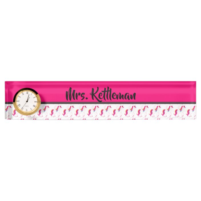 Customized Pink Unicorns Desk Name Plate | Zazzle.com