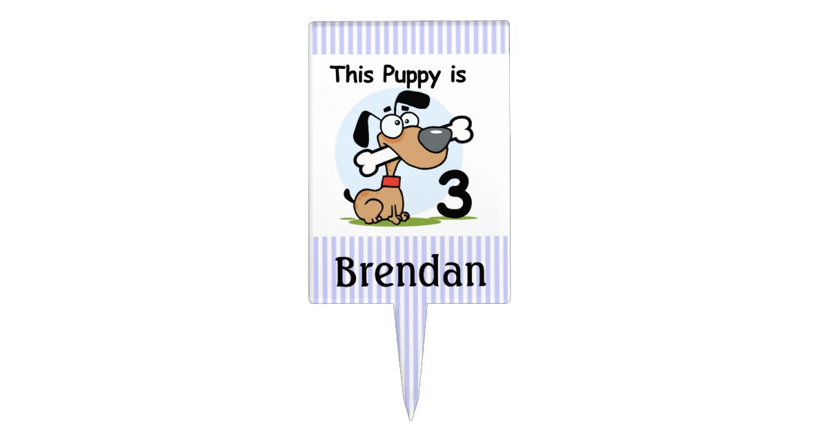 Customized Puppy Dog 3rd Birthday Cake Topper | Zazzle