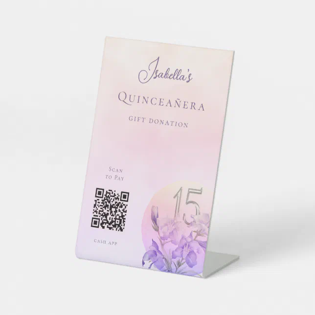 Customized Quinceanera QR Code Cash App Pedestal Sign | Zazzle