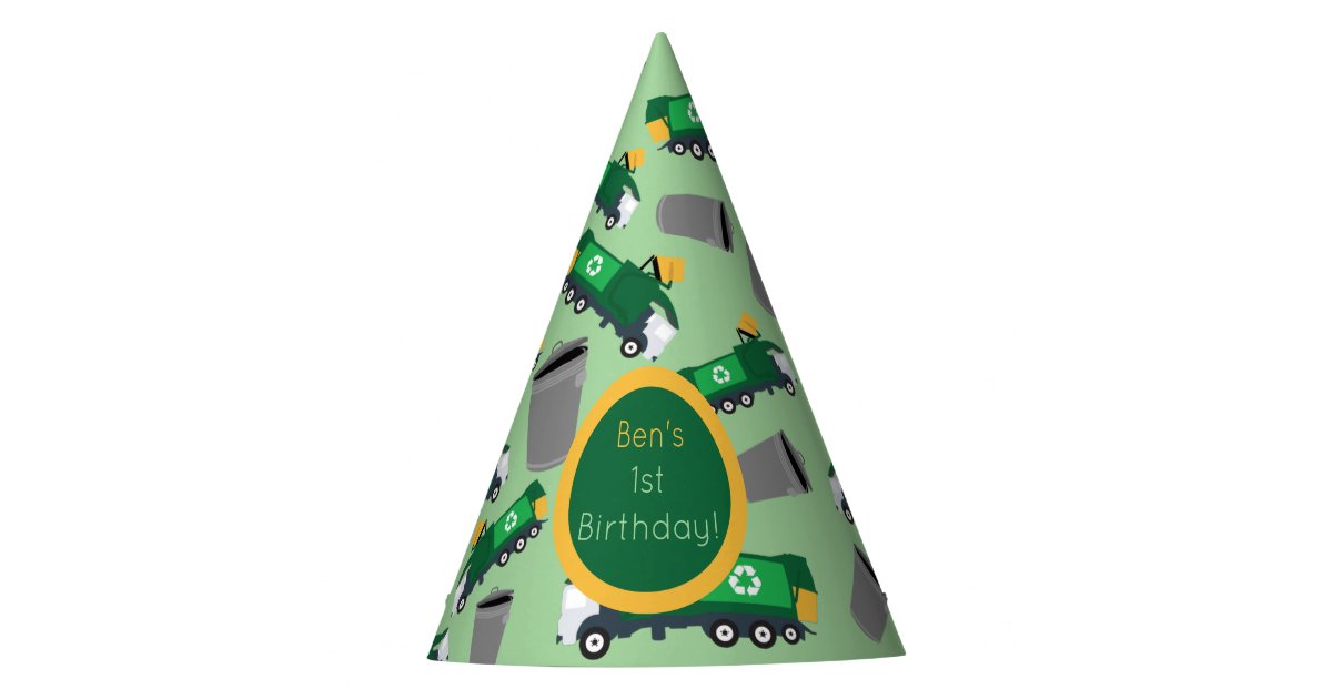 Customized Recycling Garbage Truck Pattern Party Hat | Zazzle