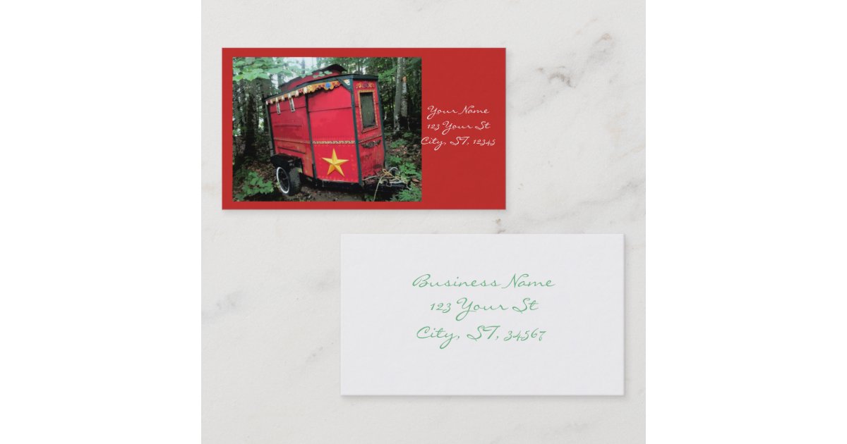 Customized Red Gypsy tiny caravan Business Card | Zazzle