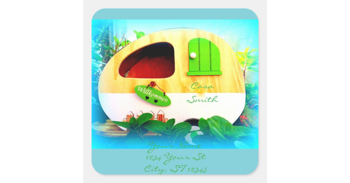 Customized Retro Vintage camper Square Sticker | Zazzle