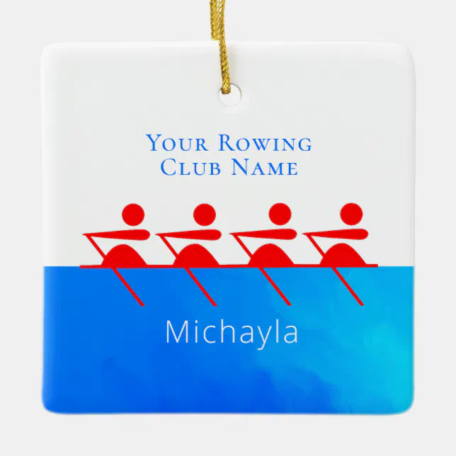 Customized Rowing Club Crew Christmas Ceramic Ornament | Zazzle