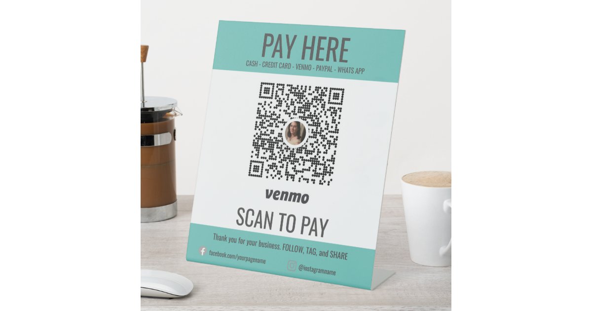 Customized Scan To Pay QR Code Venmo Pay Here Pedestal Sign Zazzle customized-scan-to-pay-qr-code-venmo-pay-here-pedestal-sign-zazzle