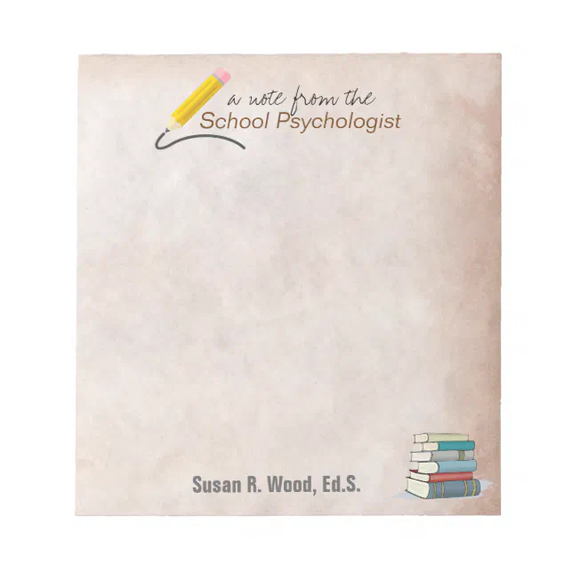 Customized School Psychologist Parchment Note Pad | Zazzle