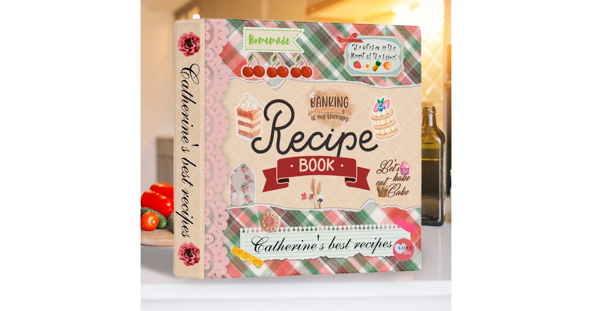 Customized Scrapbooking Collage Style Recipe 3 Ring Binder | Zazzle