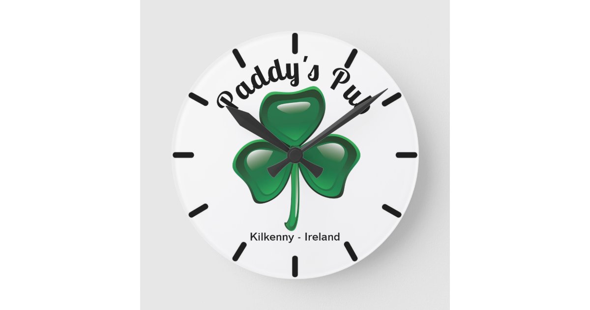 Customized Shamrock Pub Wall Clock | Zazzle