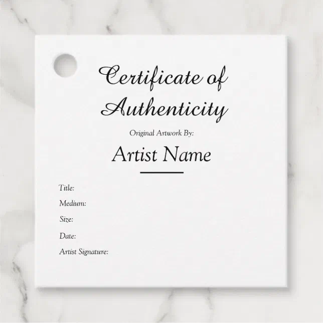 Customized Square Certificate of Authenticity Tag | Zazzle