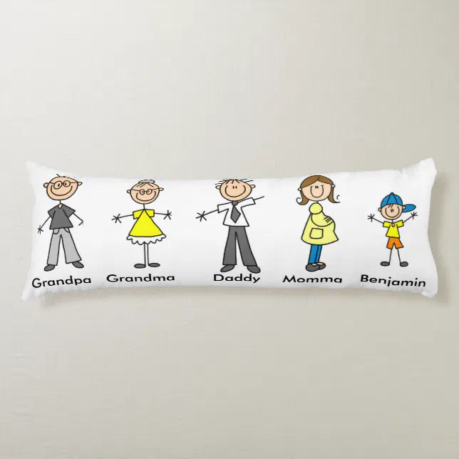 Customized Stick Figure Family Body Pillow | Zazzle