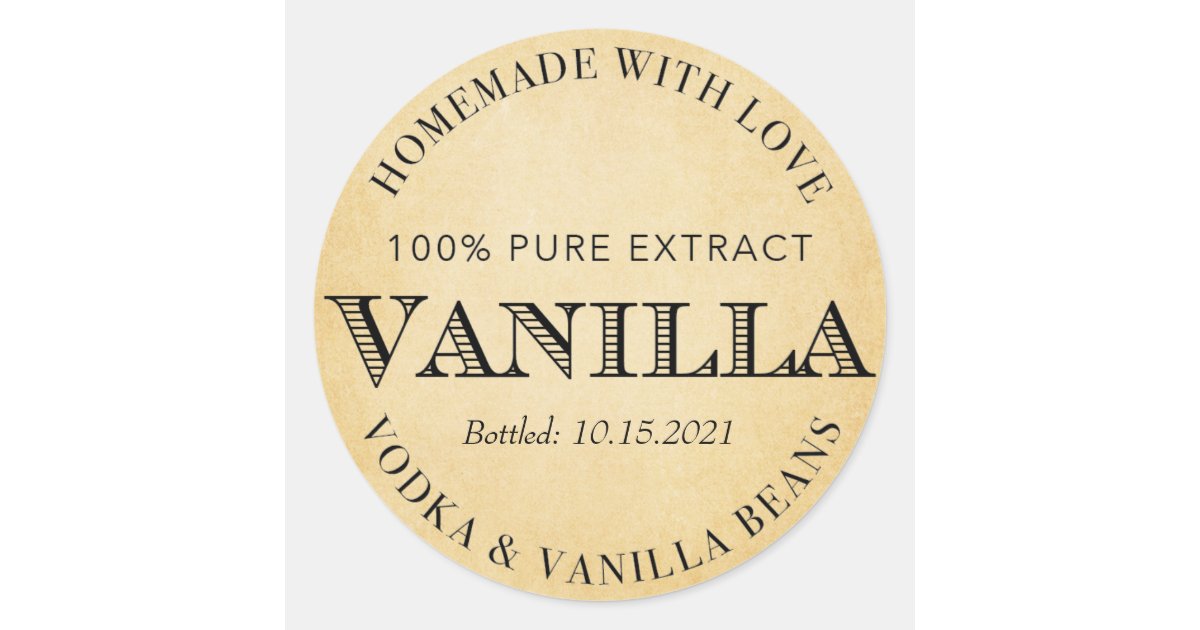 Customized Vanilla Extract VE005_01 Classic Round Sticker | Zazzle